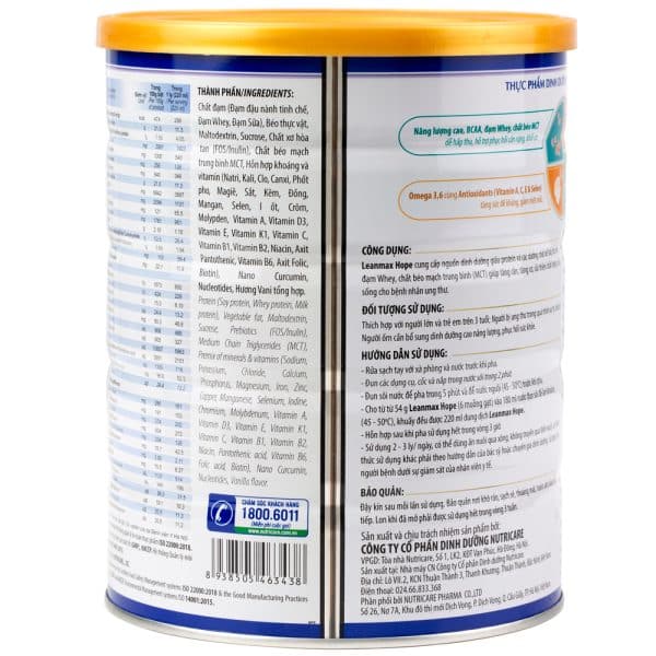 Sữa Lean Max Hope 900g dành cho bệnh nhân ung thư - Sữa Đại Việt